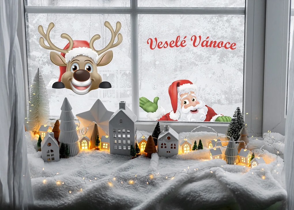 Vánoční samolepka na okna Santa Rudolf | 32.7 x 48.7 cm | DEDC8911