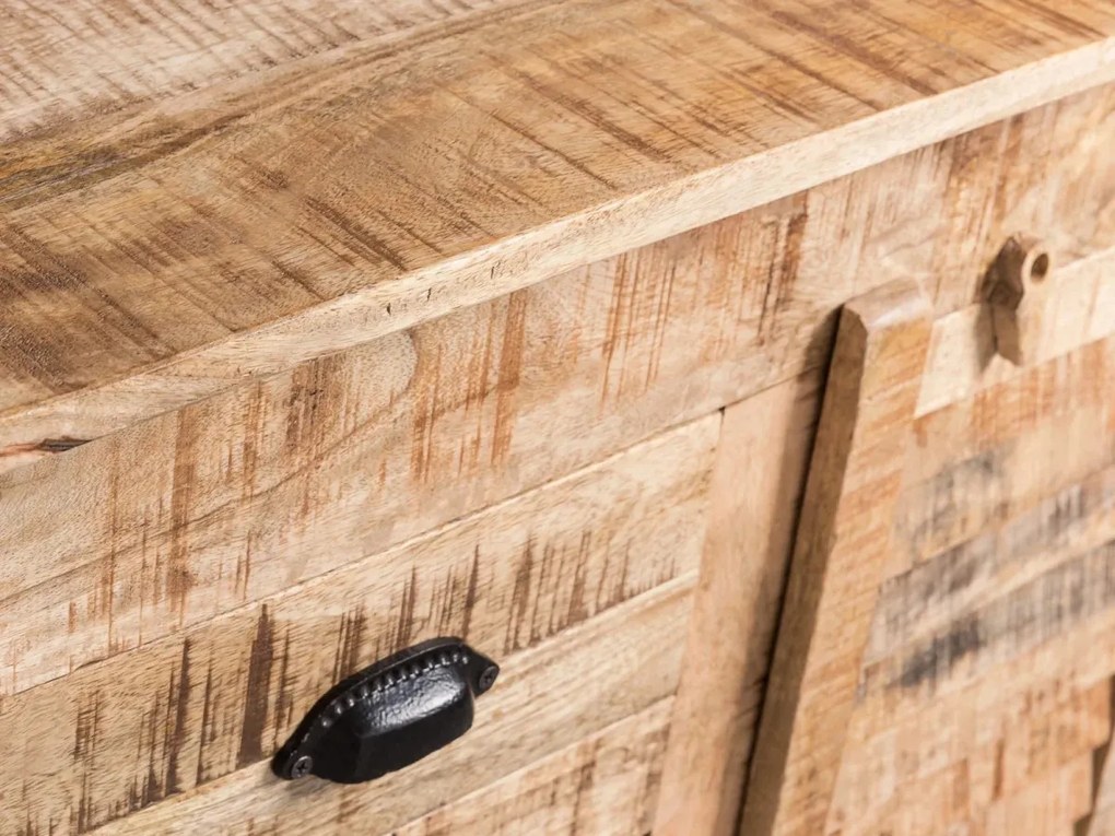 furniture-nabytek.cz - Masivní komoda Highboard Carino z mangového dřeva, lakovaná, přírodní barva