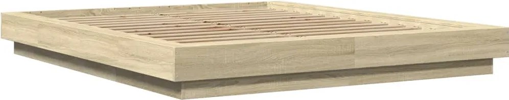 Rám postele s LED osvětlením dub sonoma 150 x 200 cm kompozit 3281093