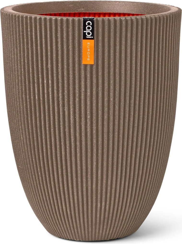 Capi Nature Groove NL Vase Elegant Low Warm Taupe Ø 46 cm / V 58 cm