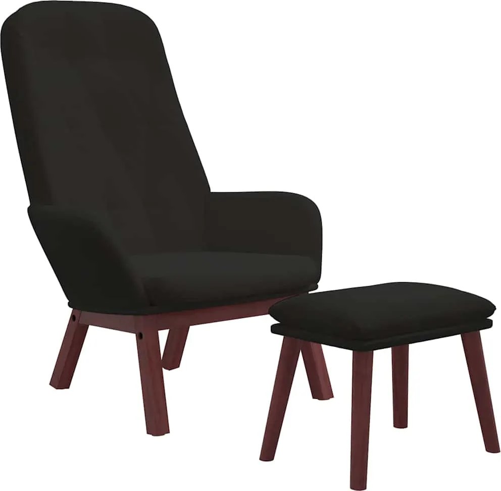 Relaxační křeslo s podnožkou černé samet 3097662