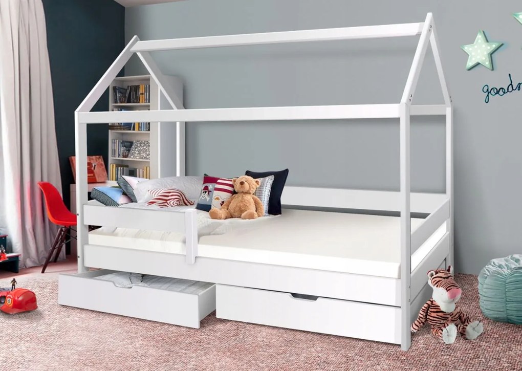 Šuplíky pod postel KIDS a BARČA 200 cm z masivu borovice - bílé - 2 ks