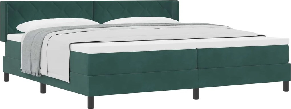 Postel s boxspringem s čelo Tmavě zelená 200 x 200 cm samet 3341543