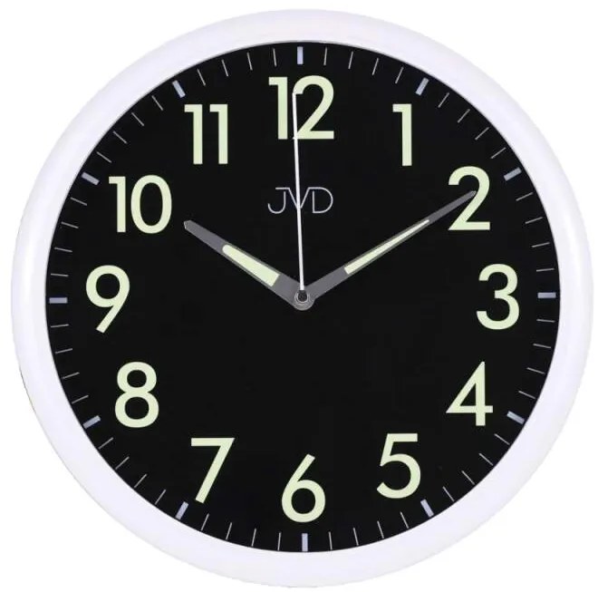 JVD Bílé netikající tiché hodiny s luminiscenčními prvky JVD HP301.1