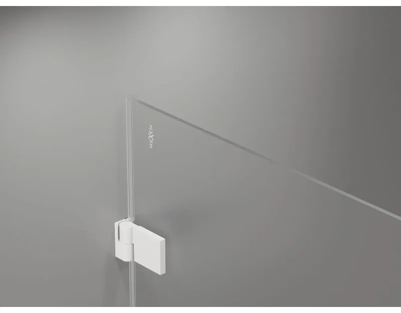 Mexen Lunar-B, výklopný sprchový kout levý 70 x 70 cm, 8mm čiré sklo, bílý profil, 832-070-070-20-00-L