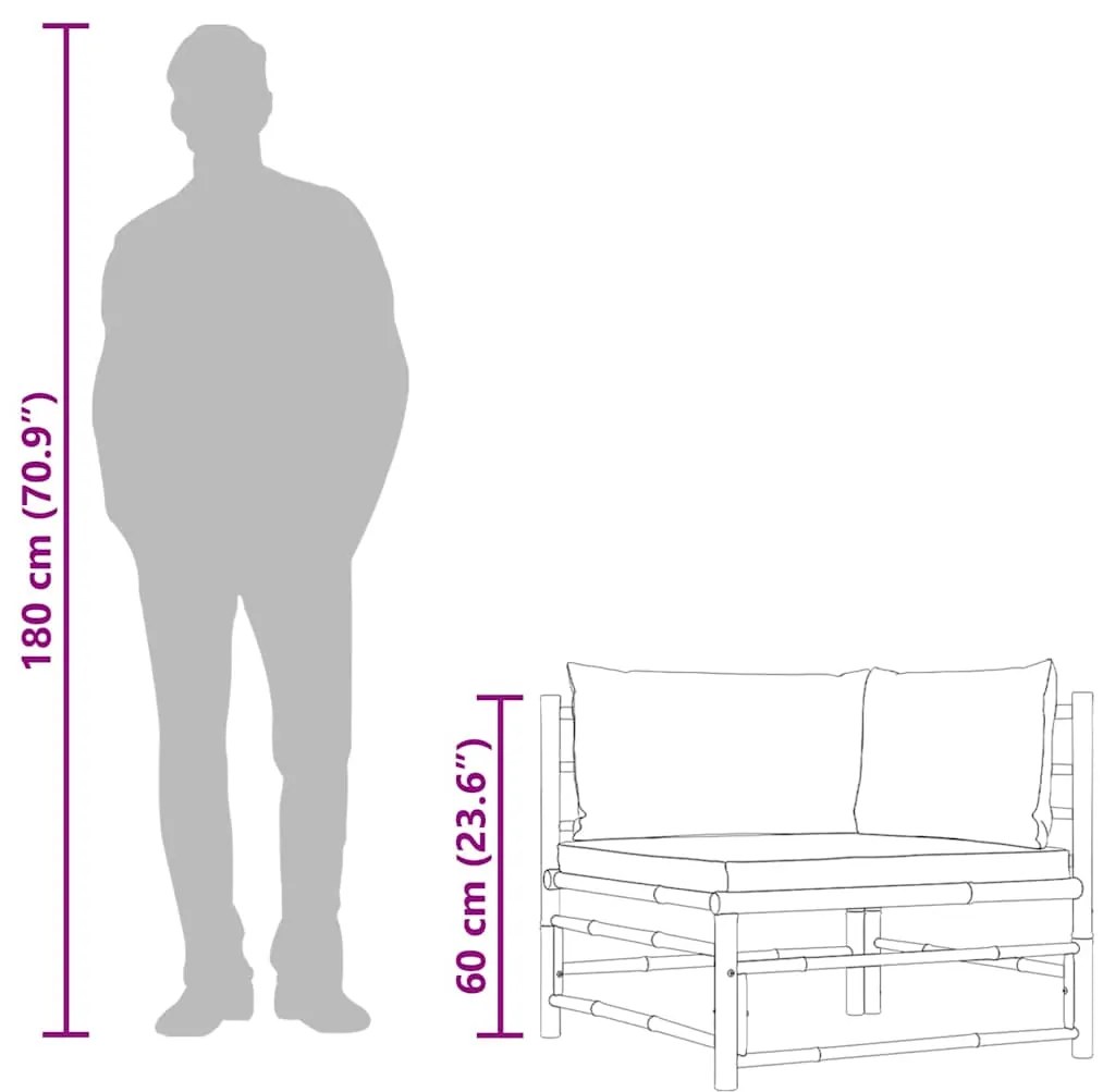 vidaXL Marketos Zahradní rohová pohovka s tmavě šedými poduškami bambus