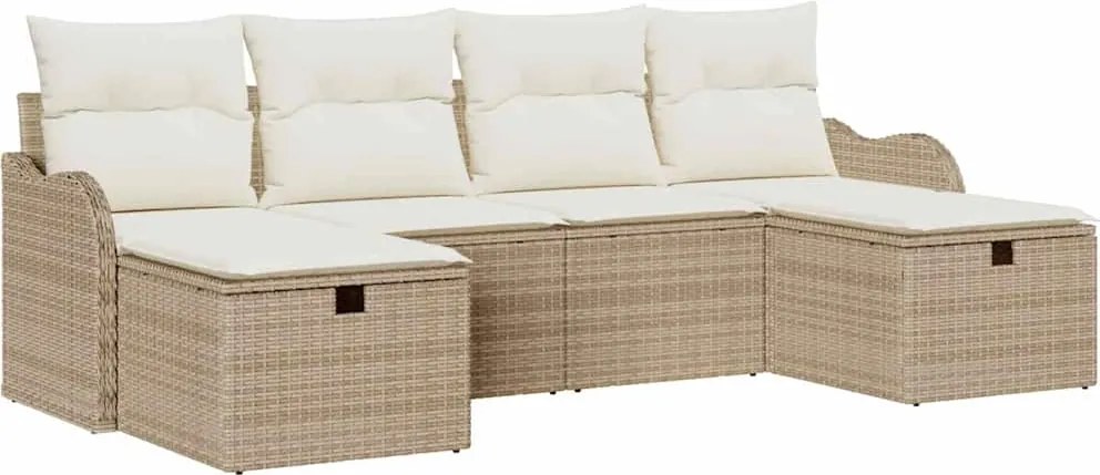 Set pohovek 6 ks 6-Počet míst Béžová a krémová polyratan 3359020