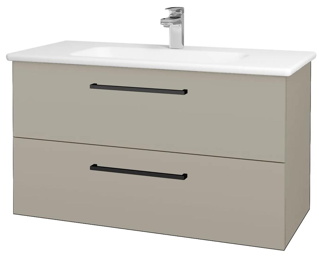 Dřevojas Koupelnová skříň GIO SZZ2 100 Varianta: N01 Bílá lesk / Úchytka T01 / D01 Beton
