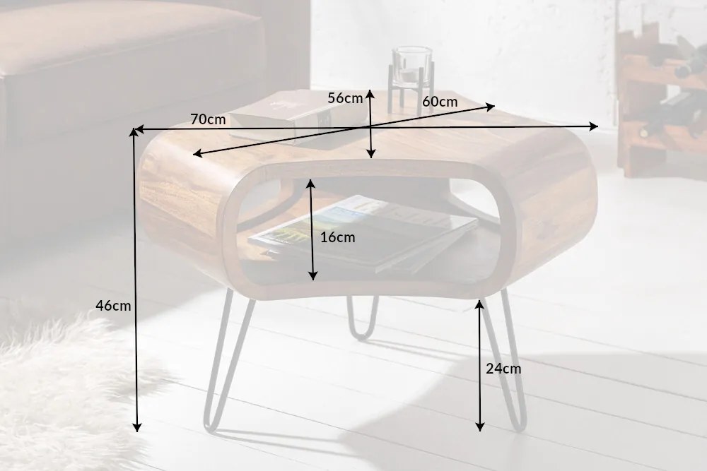 Designový konferenční stolek Lorelei, 70 cm, sheesham