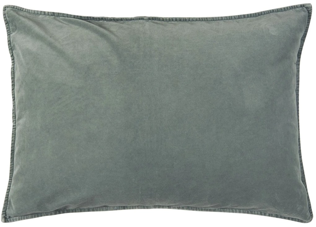 IB LAURSEN Sametový povlak na polštář Green Mist 52x72cm, zelená barva, šedá barva, textil