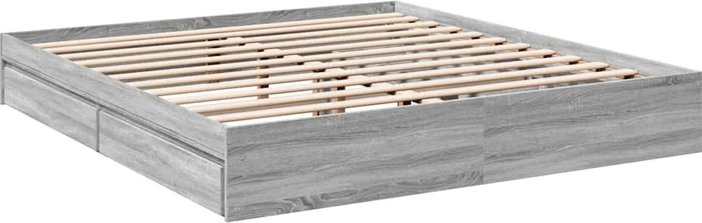 Rám postele se zásuvkami šedý sonoma 200 x 200 cm kompozit 3280634