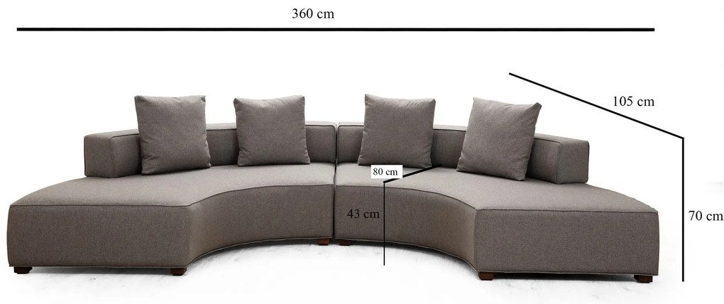 Hanah Home Pohovka do tvaru U GONDOL šedá 560ARE1203