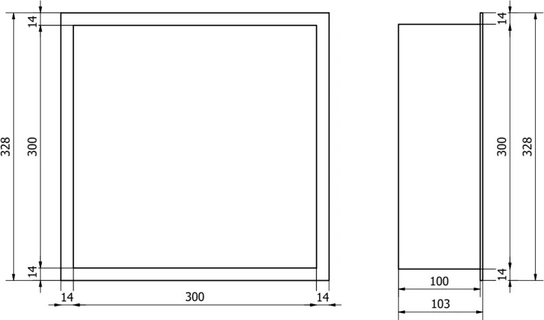 Mexen X-Wall-R, police na zapuštění s přírubou 30 x 30 cm, grafitová matná - 19E0303010