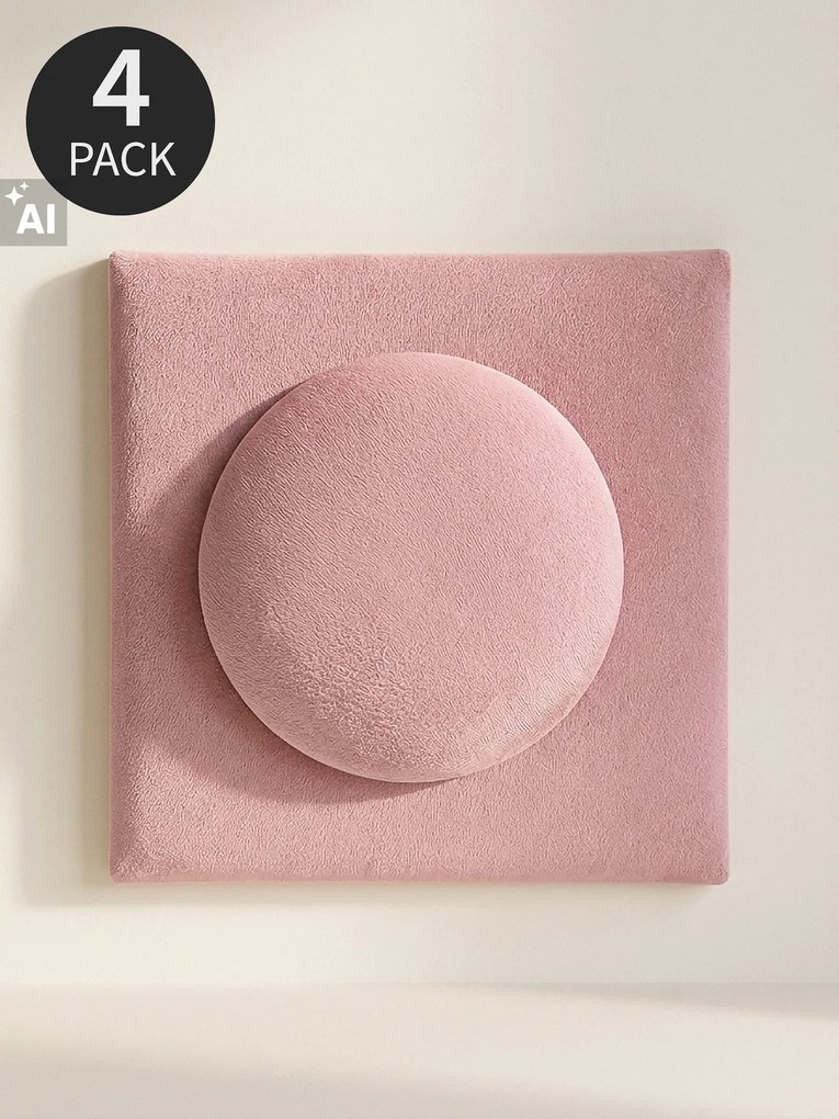Sinsay - Čalouněné nástěnné panely ve tvaru kostek 4 pack - pastelová růžová