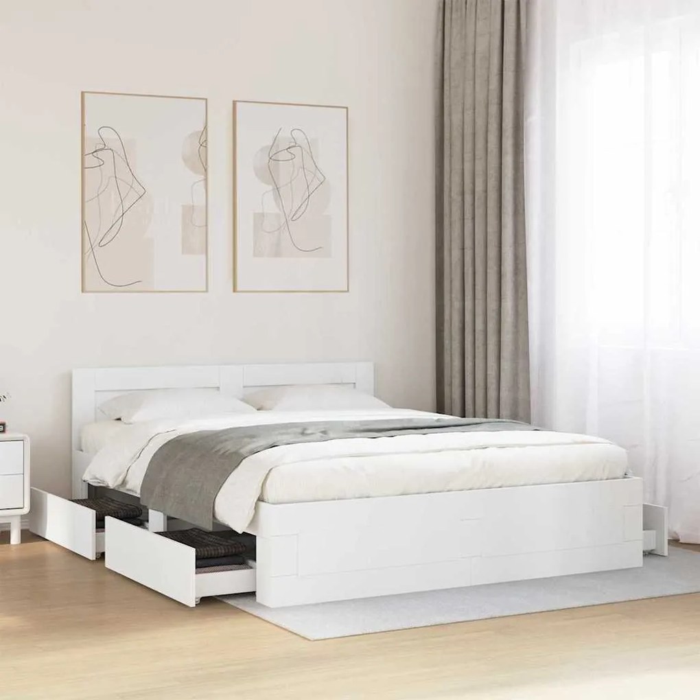 Rám postele se zásuvkou Bílý 150 x 200 cm Kompozitní dřevo 3402858
