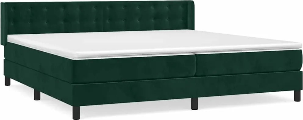 Box spring postel s matrací tmavě zelená 200x200 cm samet 3131222
