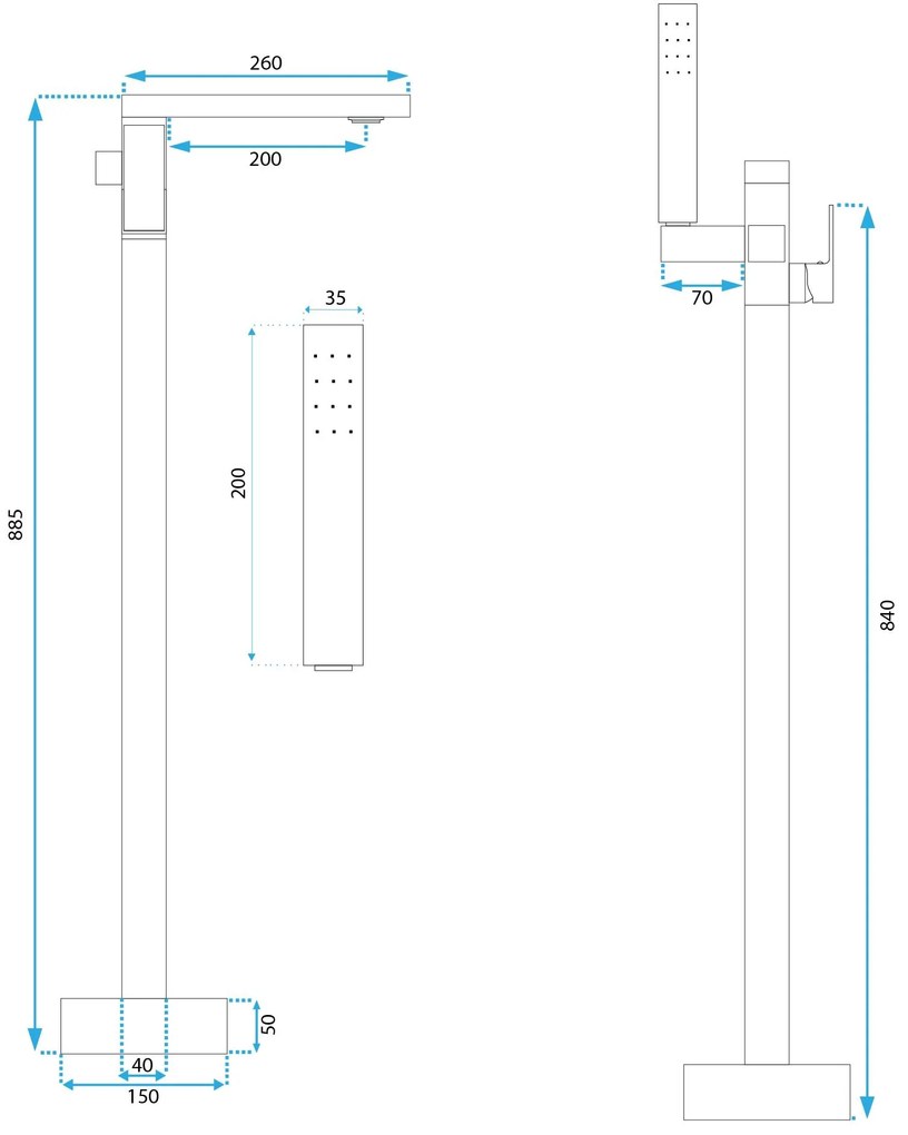 Volně stojící vanová baterie REA TERY, černá