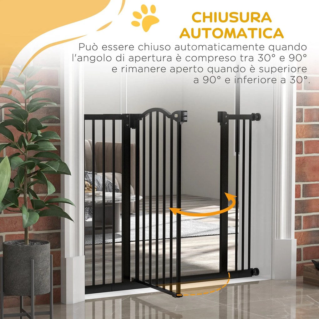 PawHut 78 cm Interiérová Psí Brána, Bezpečnostní Psí Brána, Rozšiřitelná Psí Bariéra 74-100 cm s Dvojitým Zámkem a Automatickým Uzavíráním pro Schody…