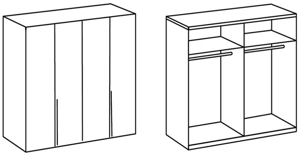 Šatní skříň New York D, 180 cm, bílá/bílý lesk