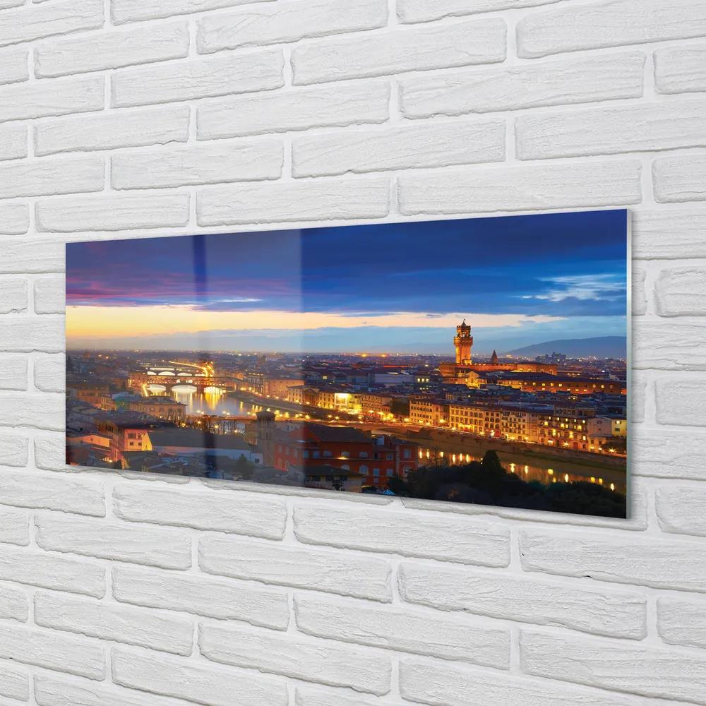 akrylový obraz Itálie Night panorama mostů 120x60 cm