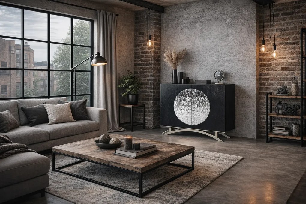 Komoda Stilig ST832 100 cm černá/stříbrná