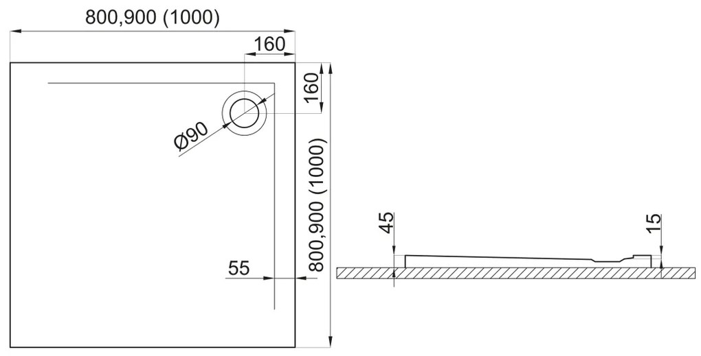 Polimat Geos čtvercová sprchová vanička Rozměr vaničky: 100x100cm