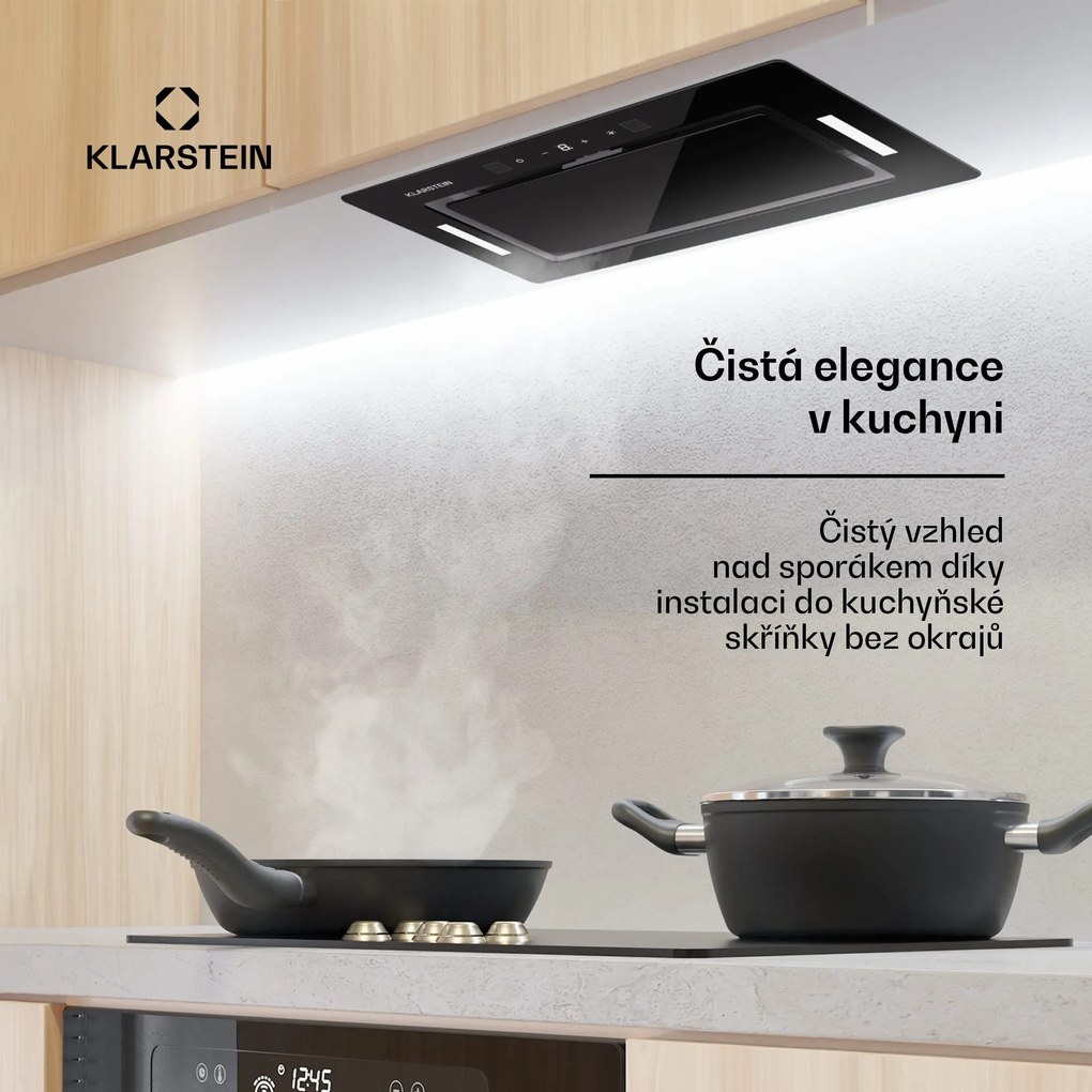 Klarstein Hektor Eco, digestoř, 60 cm, 466 m³/h, dotykové ovládání, sklo