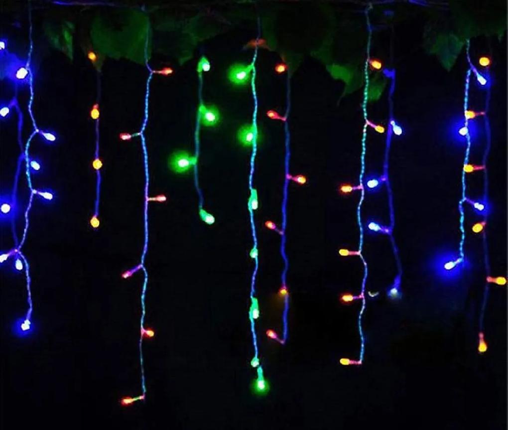 Vnitřní LED vánoční závěs - různobarevná, stále svítící, 2,5m, 105 LED, propojovatelný Délka světelné části+délka přívodního kabelu a počet LED: 2,5m…