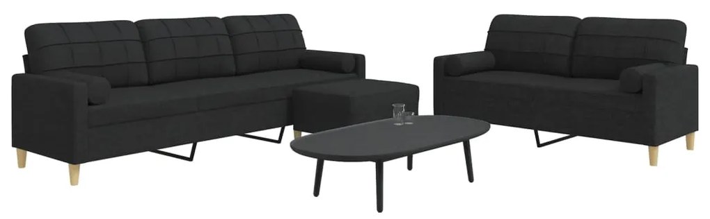 3dílná sedací souprava s podnožkou a polštáři krémová textil 3278347