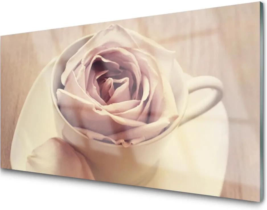 Obraz na skle Skleněný Hrnek Růže Umění