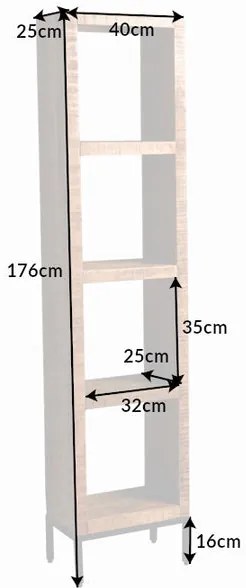 Invicta Dřevěná knihovna IRON CRAFT 180x40 cm mango 42375