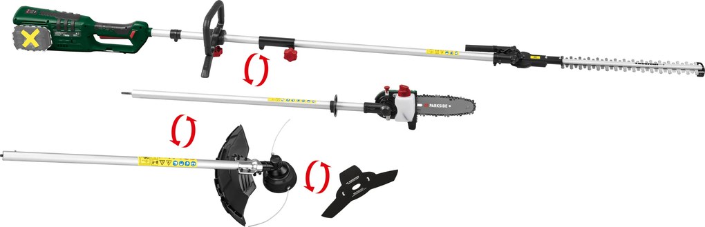 Parkside® Aku zahradní kombinované nářadí 4 v 1 Pgkga 40-Li A1 – bez akumulátoru a nabíječky