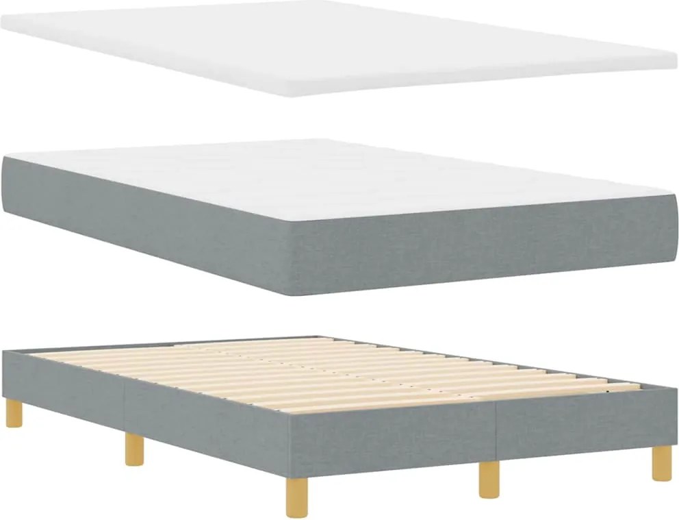 Postel s boxspringem s čelo Světle šedá 120 x 190 cm textil 3338902