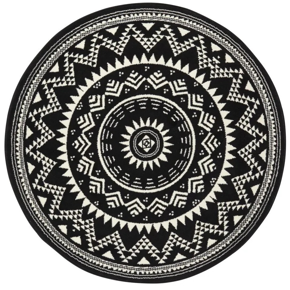 Hanse Home Collection koberce Kusový koberec Celebration 103441 Valencia Black - 200x200 (průměr) kruh cm