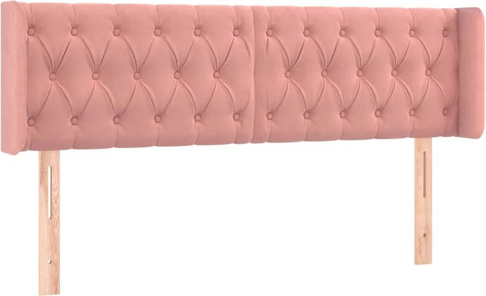 Čelo postele typu ušák růžová 163x16x78/88 cm samet 3119163