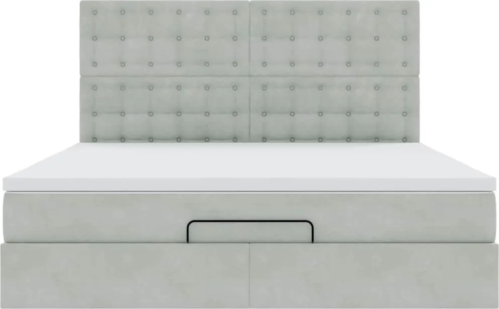 Osmanský rám postele s matracíes světle šedá 160x200cm samet 3313625