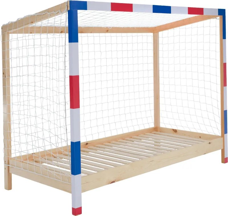 Montessori postel 90x200, přírodní/bílá/modrá/červená, FUTAL Kondela 0000396833