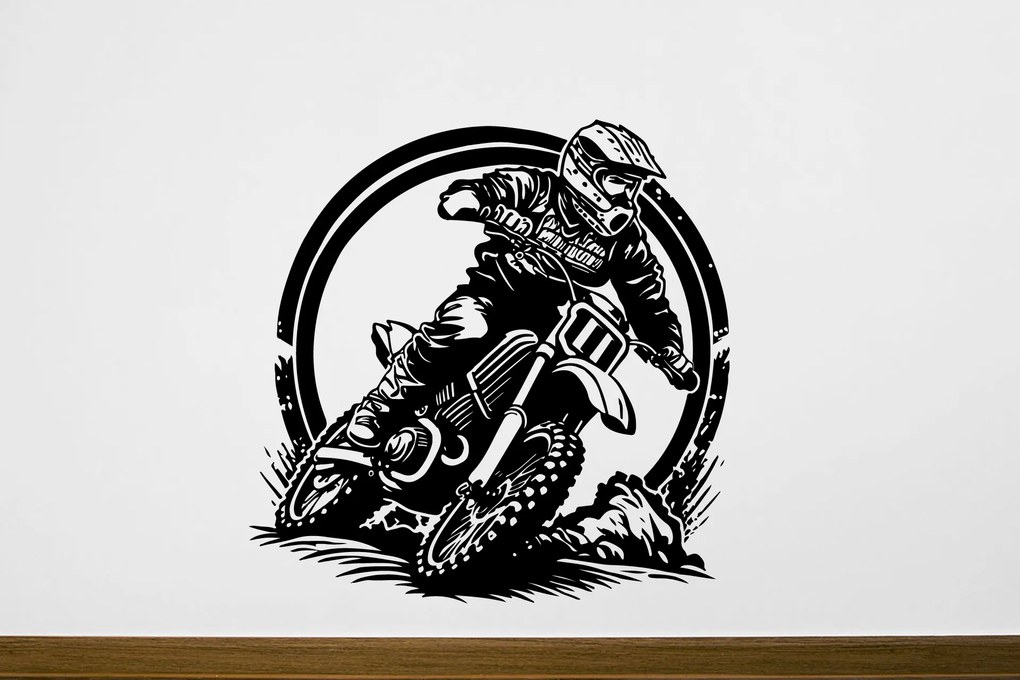 Lepy.cz Samolepka na zeď Motocross Velikost (šířka x výška): 80x80cm, Barevná varianta: Ledová modrá