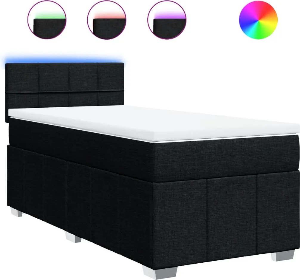 Box spring postel s matrací černá 100 x 200 cm textil 3289281