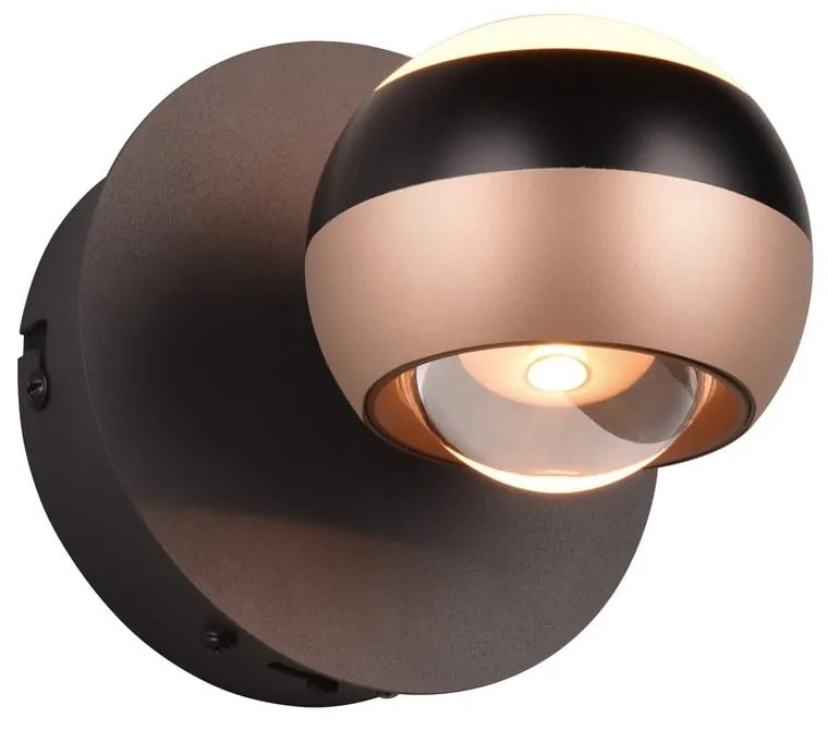 LED nástěnné svítidlo ø 10 cm v černo-měděné barvě Orbit – Trio Select