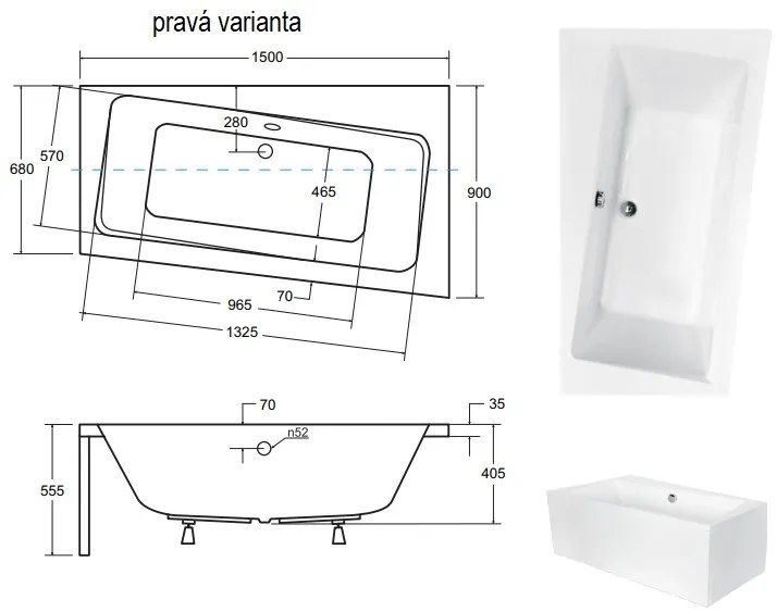 Besco Infinity 150x90 akrylátová vana Délka vany: 150cm, Orientace: Levá