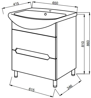 Lavedo Estel 65 koupelnová skříňka s umyvadlem