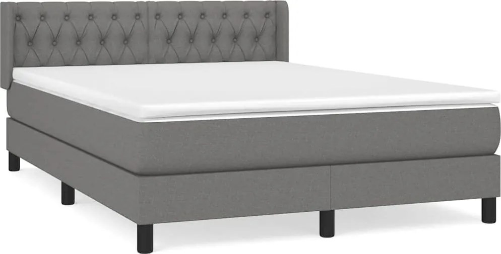 Box spring postel s matrací tmavě šedá 140x200 cm textil 3129954