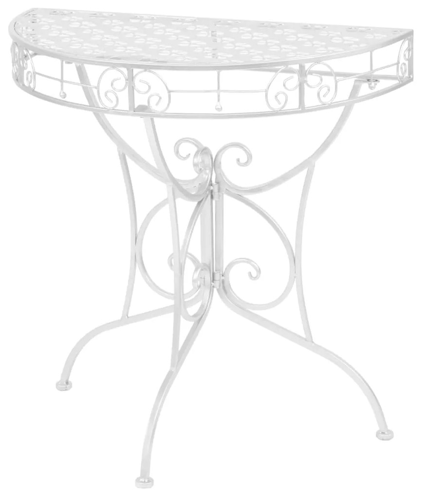 245929 vidaXL Odkládací stolek vintage půlkruhový kovový 72x36x74 cm stříbrný
