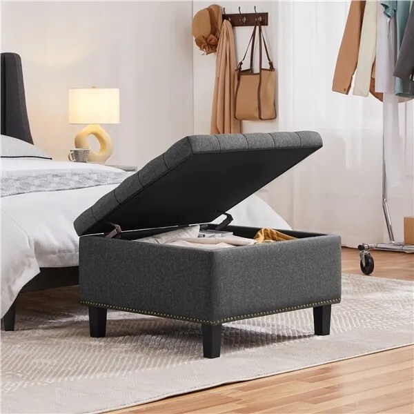 Taburet Yaheetech – šedá, polyester, pěna (266256101678)