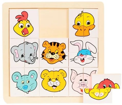 Drewmax 2114 - Dřevěné puzzle zvířecích hlaviček