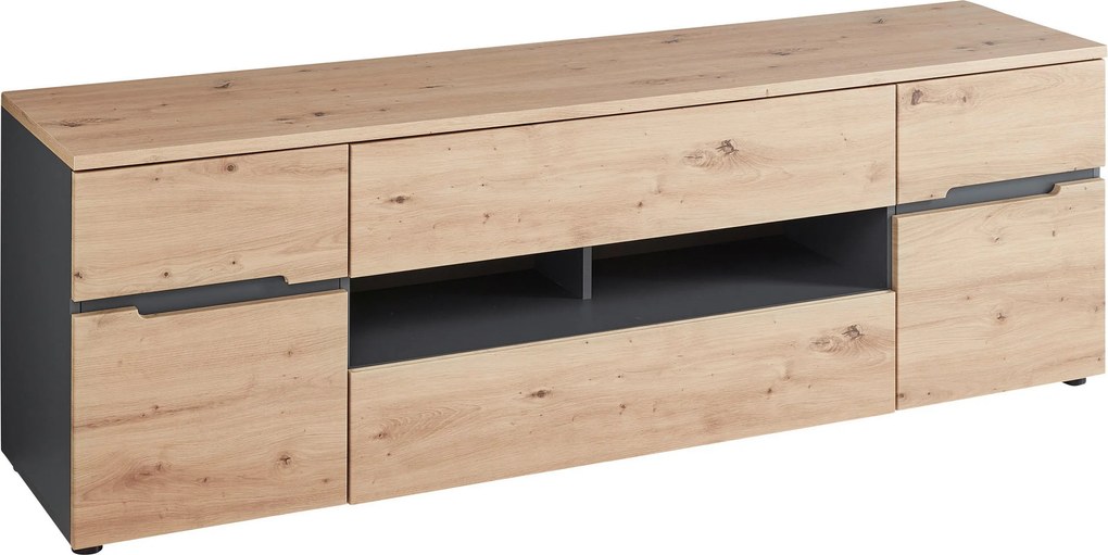 XXXLutz NÍZKÁ KOMODA, barvy grafitu, dub artisan, 192/62/47 cm Voleo - Online Only TV příslušenství - 002737035618