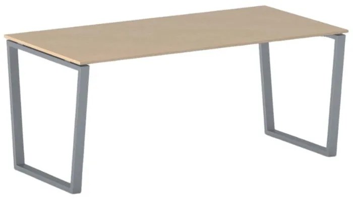 Kancelářský stůl PRIMO IMPRESS, 180x90 cm, šedostříbrná podnož, buk