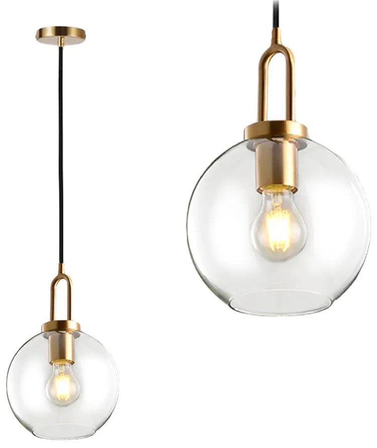Toolight - Závěsné svítidlo ze skla 1xE27 60W APP442-CP, zlatá, OSW-05633