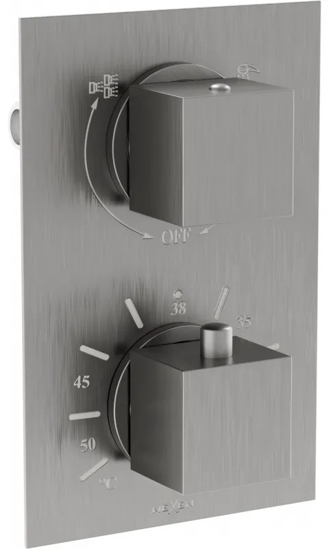 Mexen Cube termostatická vanová a sprchová baterie s 2 výstupy, grafit - 77502-66